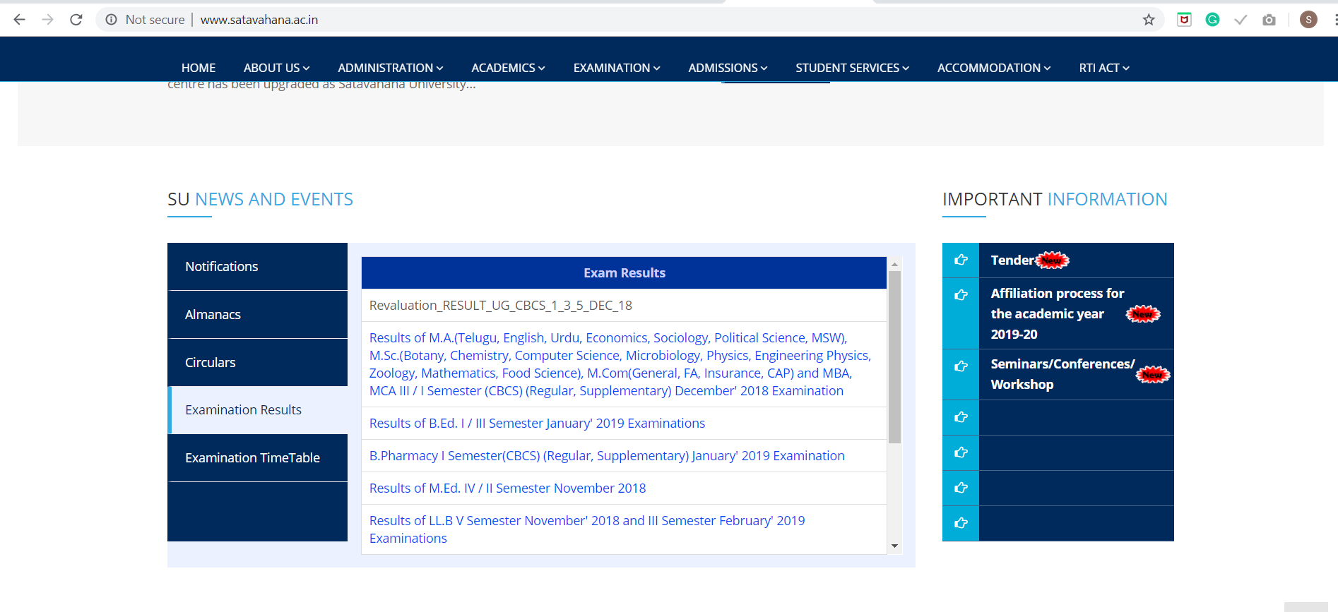 Satavahana University Degree Revaluation Results 2019 - 1st,3rd,5th Sem Satavahana University Degree Revaluation Results 2019 - 1st,3rd,5th Sem